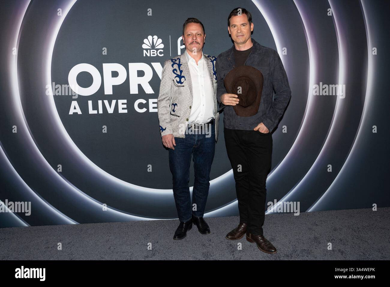 Morgan Jahnig, left, and Ketch Secor of Old Crow Medicine Show arrive ...