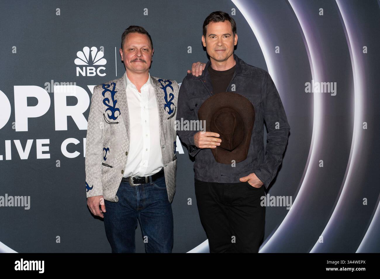Morgan Jahnig, left, and Ketch Secor of Old Crow Medicine Show arrive ...