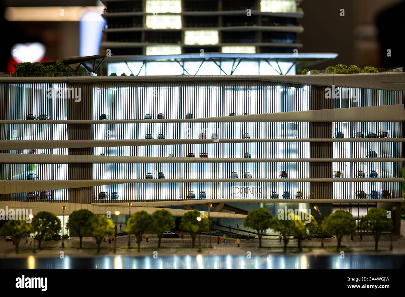 View of a scale model of the ICONIC building project designed by ...