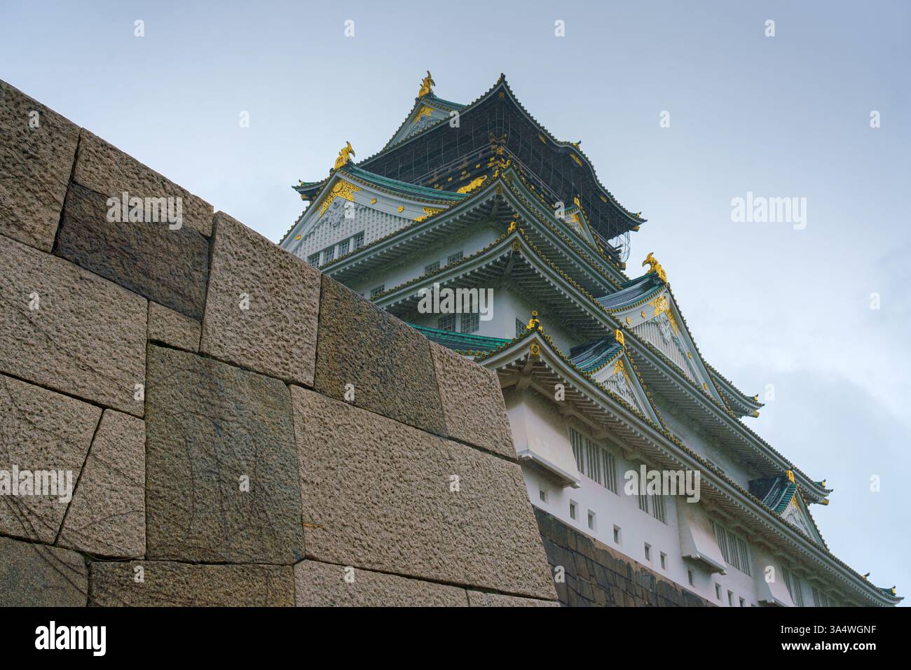 Osaka, Japan - Sep 22 2024, Panoramic view from below from behind the ...