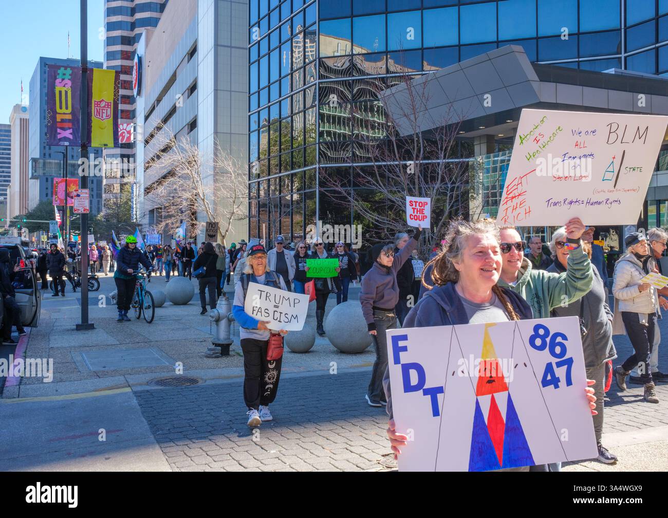 New Orleans, LA, USA - February 17, 2025: Pro democracy (50501 protest ...