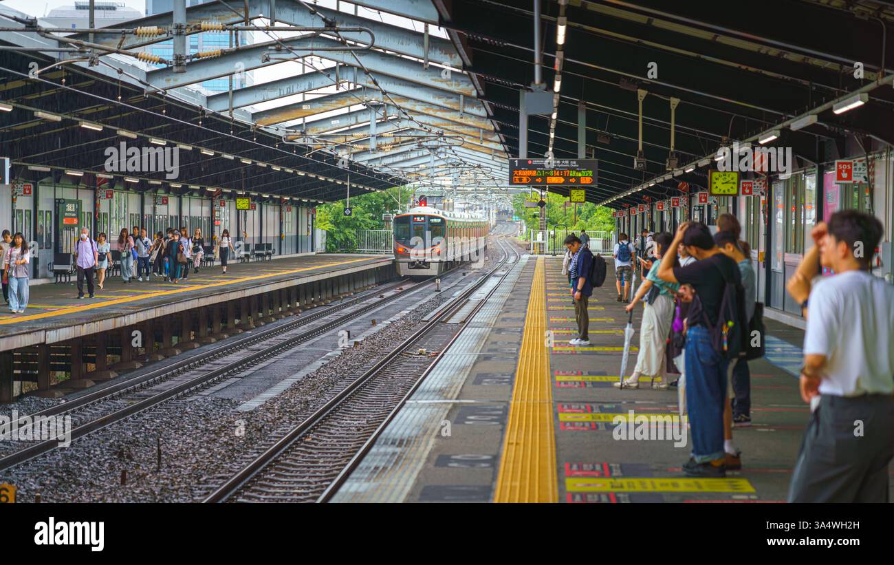Osaka, Japan - Sep 22 2024, Panoramic view of the railway ground ...