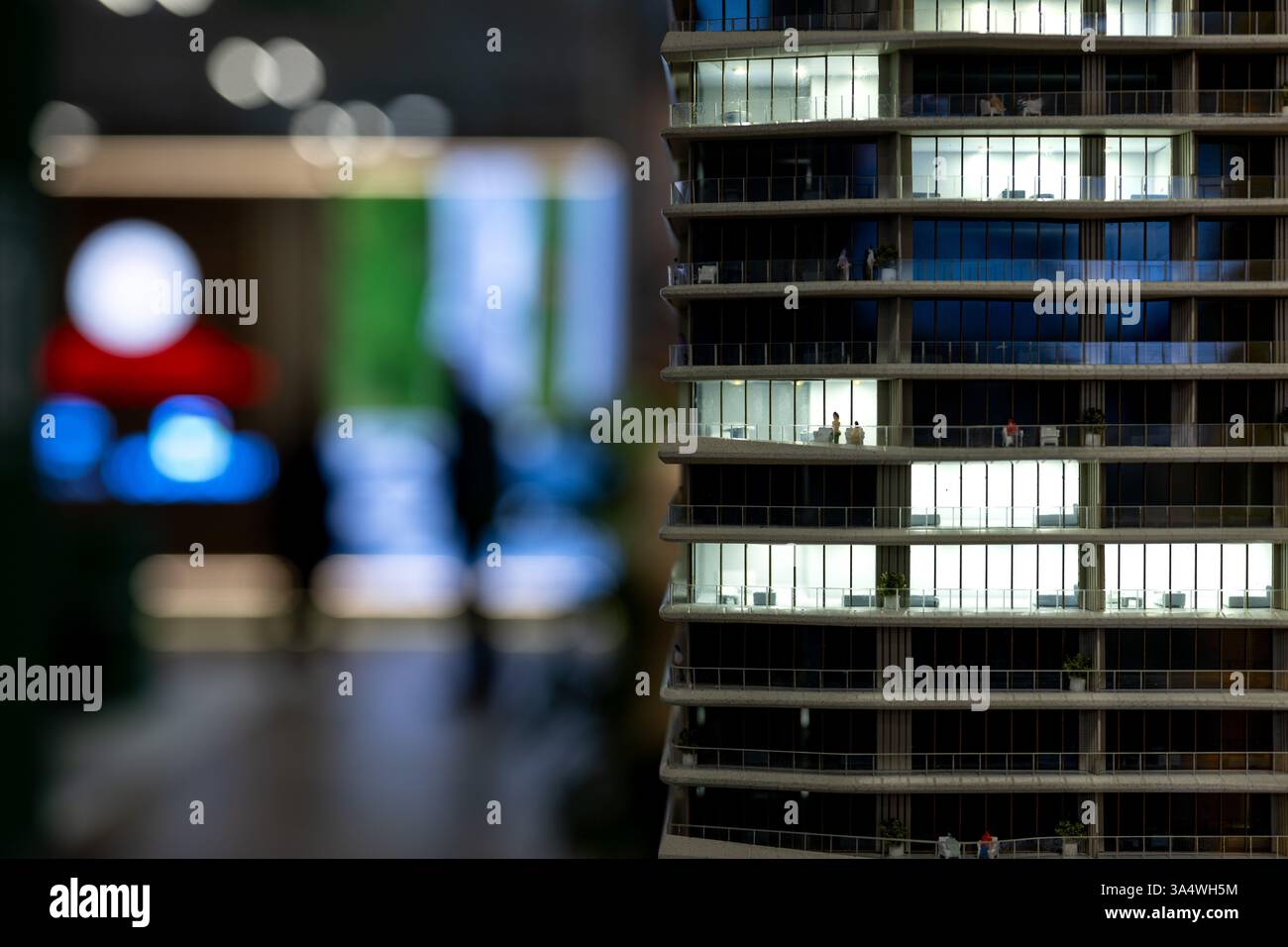 View of a scale model of the ICONIC building project designed by ...
