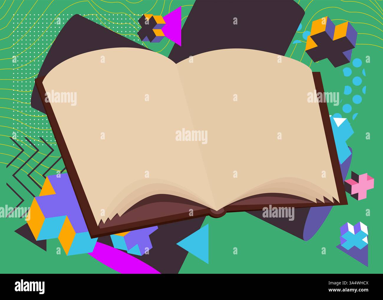 Book geometrical graphic retro theme background. Minimal geometric ...