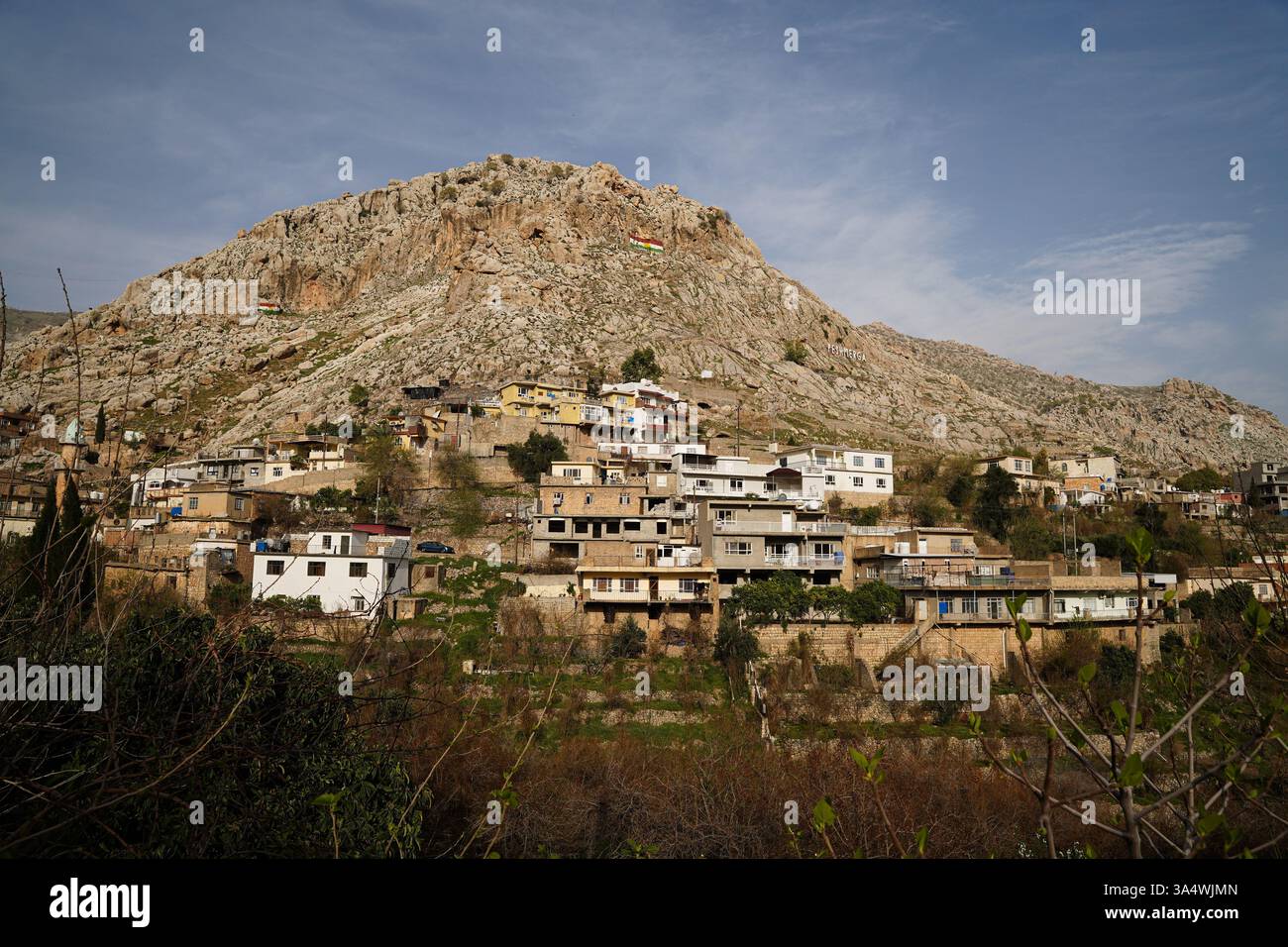 Akre, Iraq. 19th Mar, 2025. View of houses built on the mountainside of ...