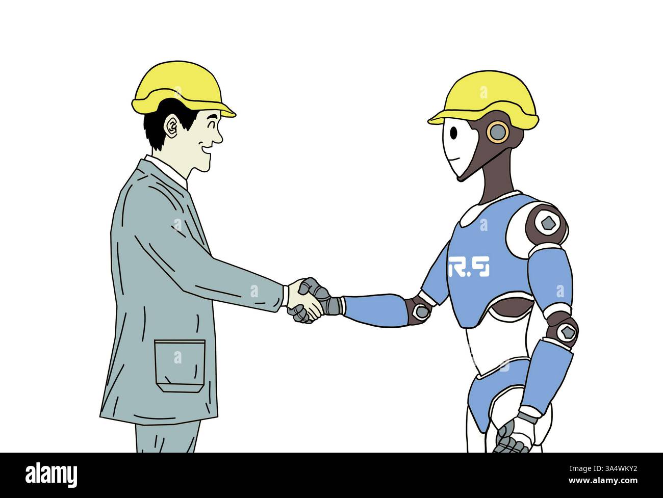 SHANGHAI, CHINA - MARCH 19, 2025 - A cartoon shows an AI robot employee ...
