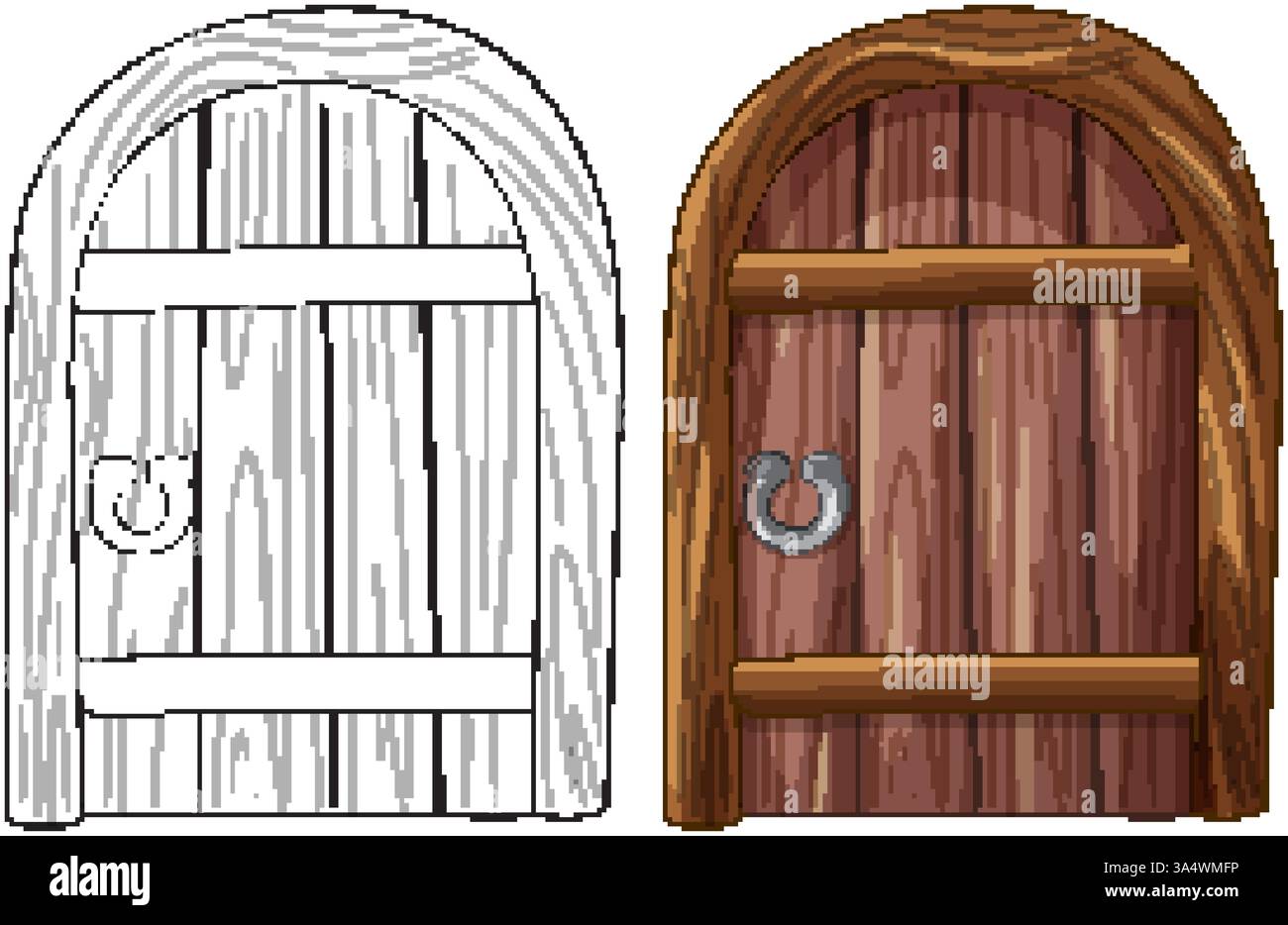 Detailed vector of a classic wooden door Stock Vector Image & Art - Alamy