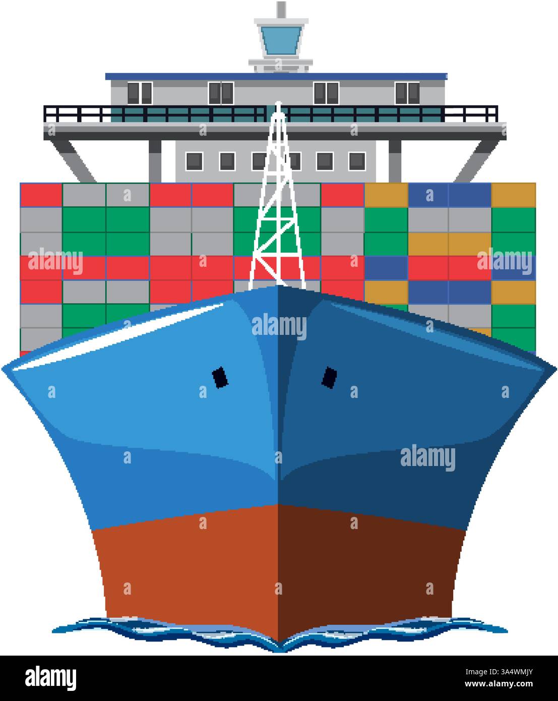 Large cargo ship carrying stacked shipping containers Stock Vector ...
