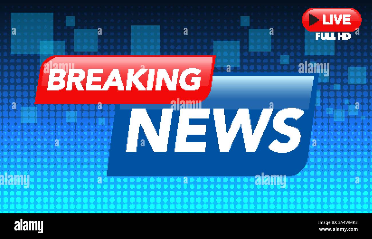 Dynamic vector illustration featuring a breaking news banner with ...