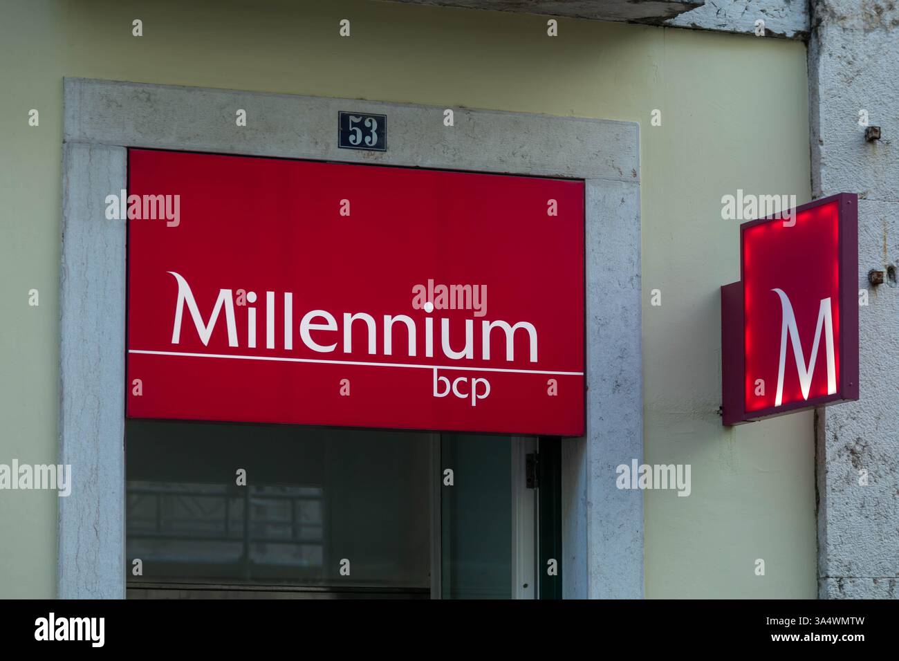 Millennium bcp logo sign. Portuguese Commercial Bank founded in 1985 ...