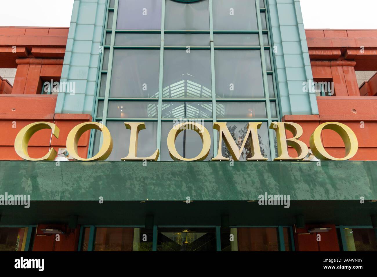 Colombo letters logo above the entrance of the shopping mall. With more ...