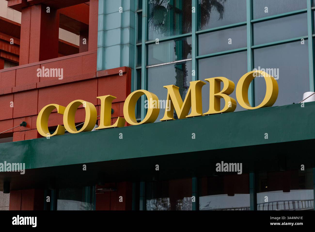 Colombo letters logo above the entrance of the shopping mall. With more ...