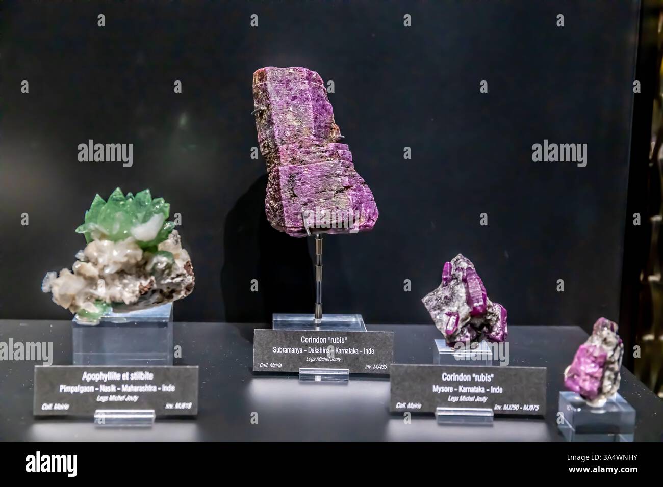 Crystals and gemstones in the Crystal museum in Chamonix. Unusual ...