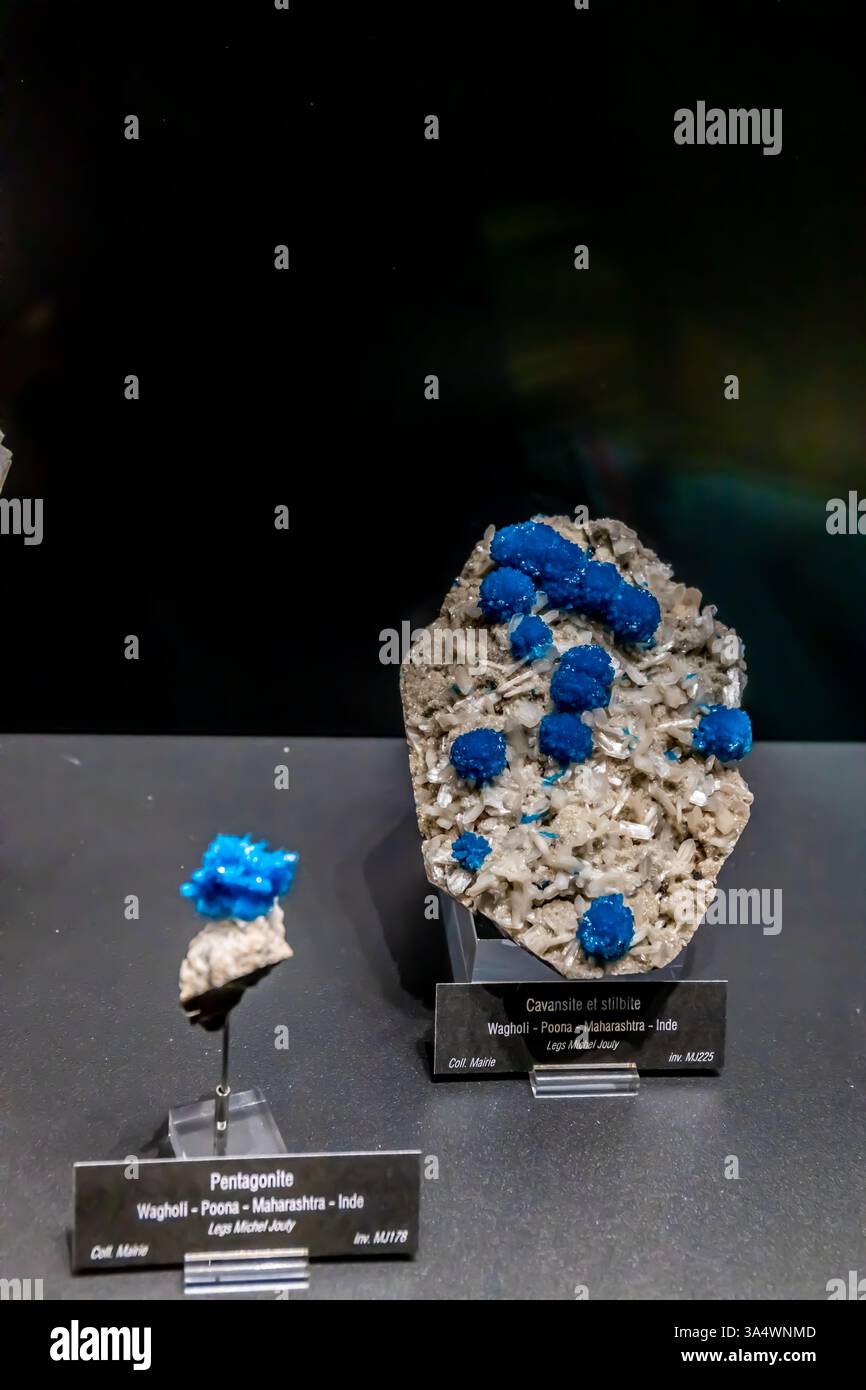 Crystals and gemstones in the Crystal museum in Chamonix. Unusual ...