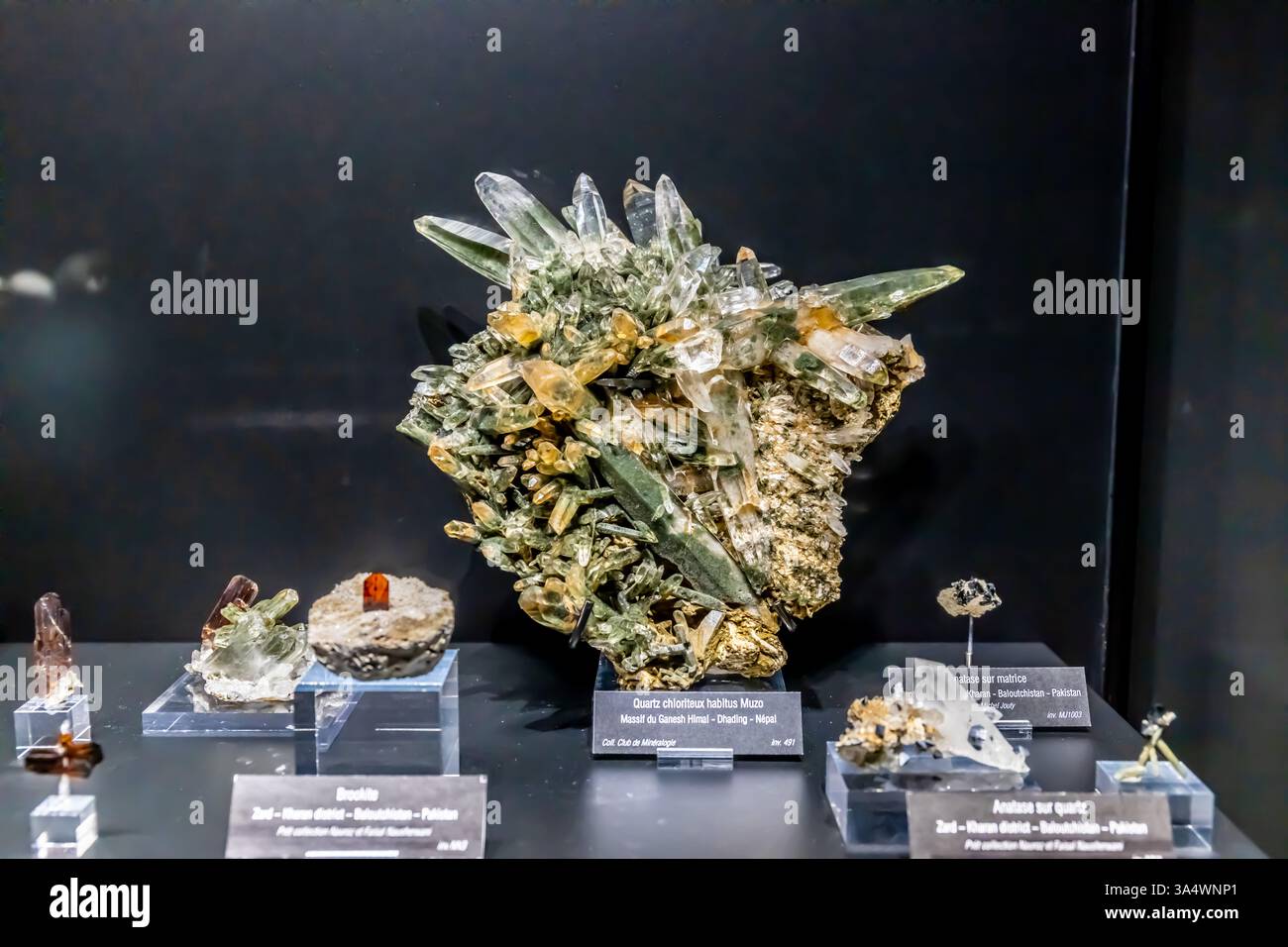 Crystals and gemstones in the Crystal museum in Chamonix. Unusual ...