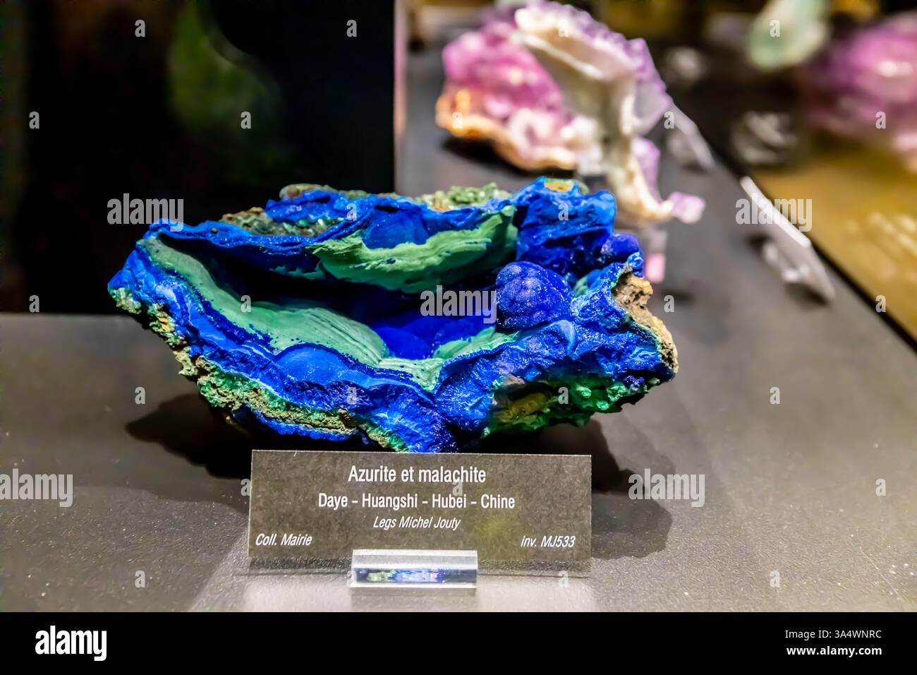 Crystals and gemstones in the Crystal museum in Chamonix. Unusual ...