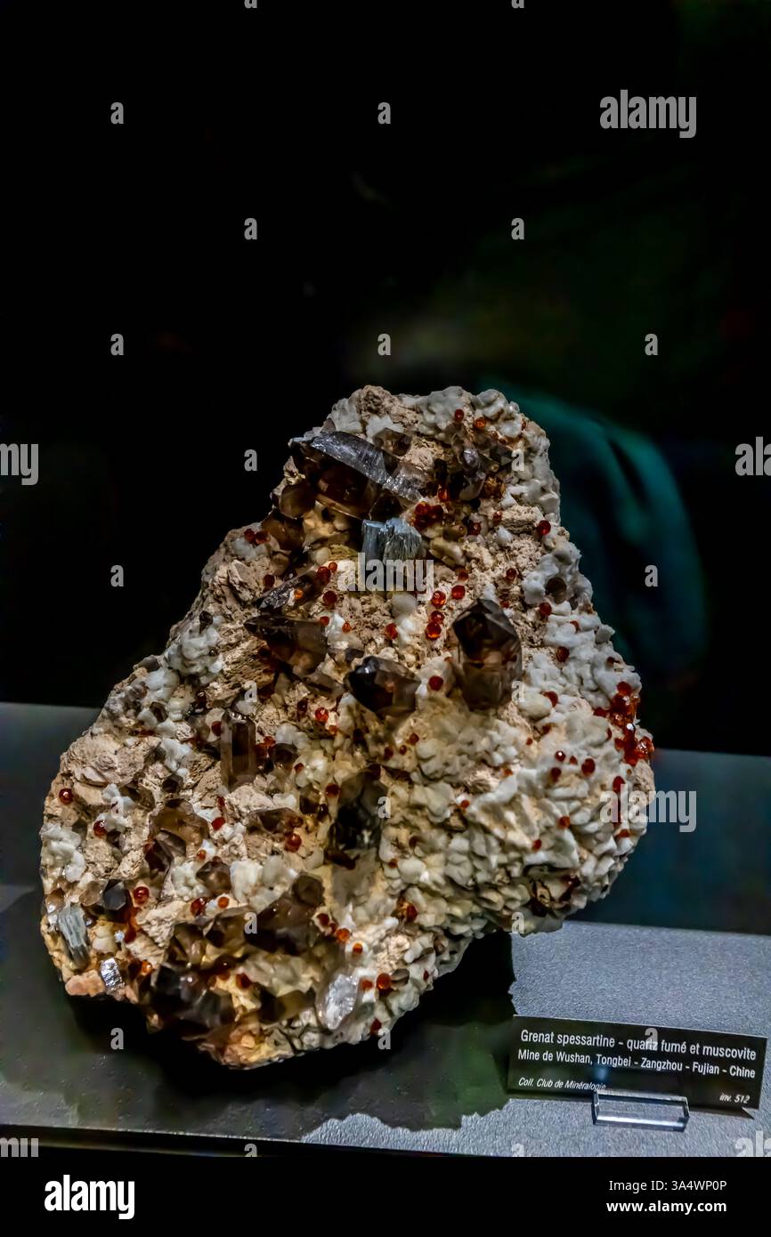 Crystals and gemstones in the Crystal museum in Chamonix. Unusual ...