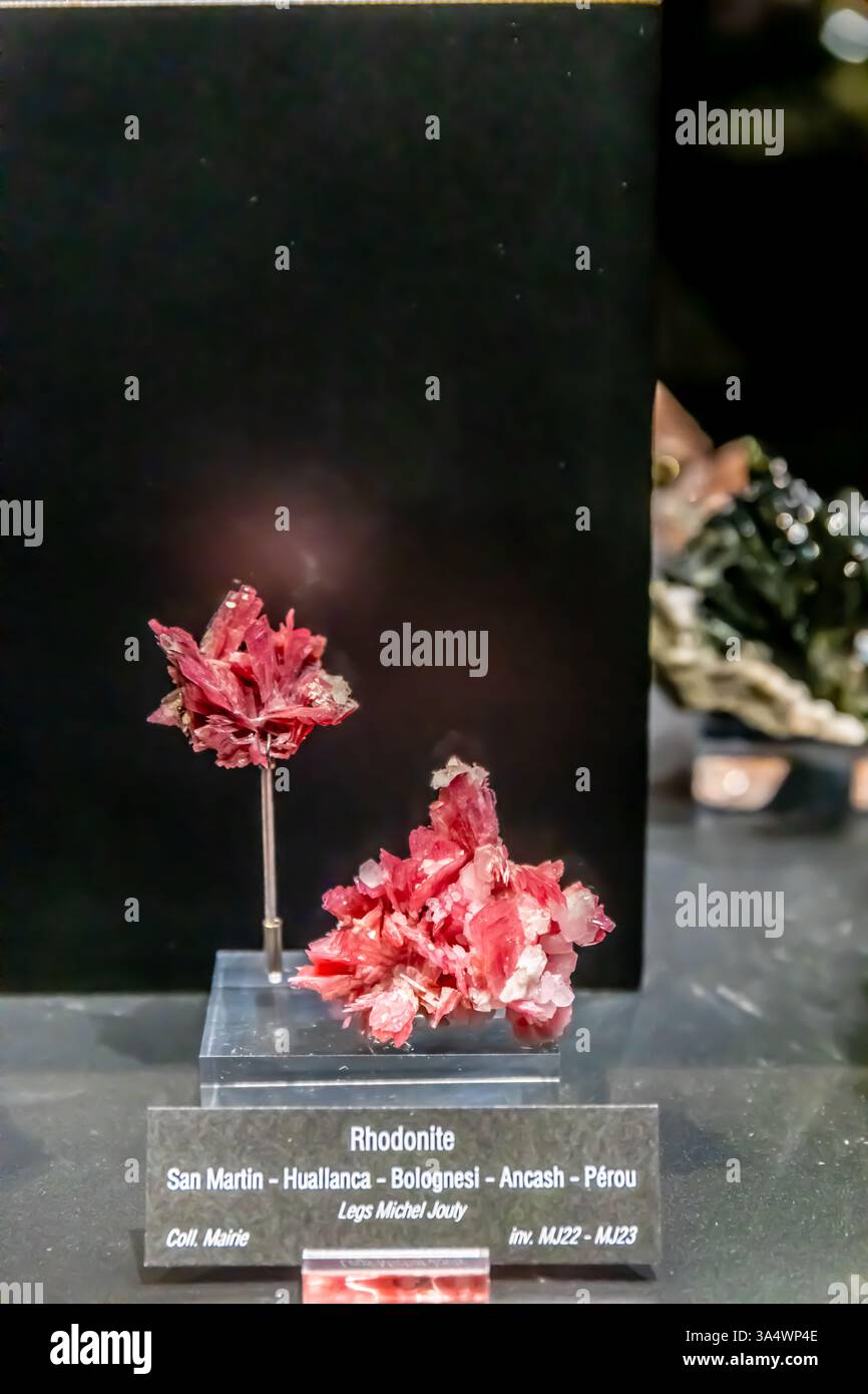 Crystals and gemstones in the Crystal museum in Chamonix. Unusual ...