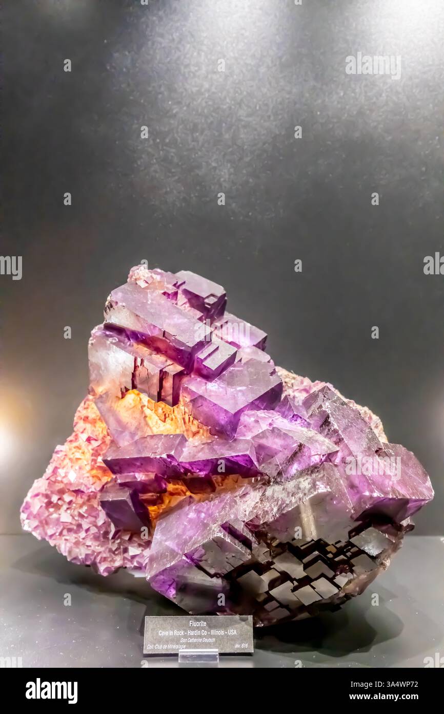 Crystals and gemstones in the Crystal museum in Chamonix. Unusual ...