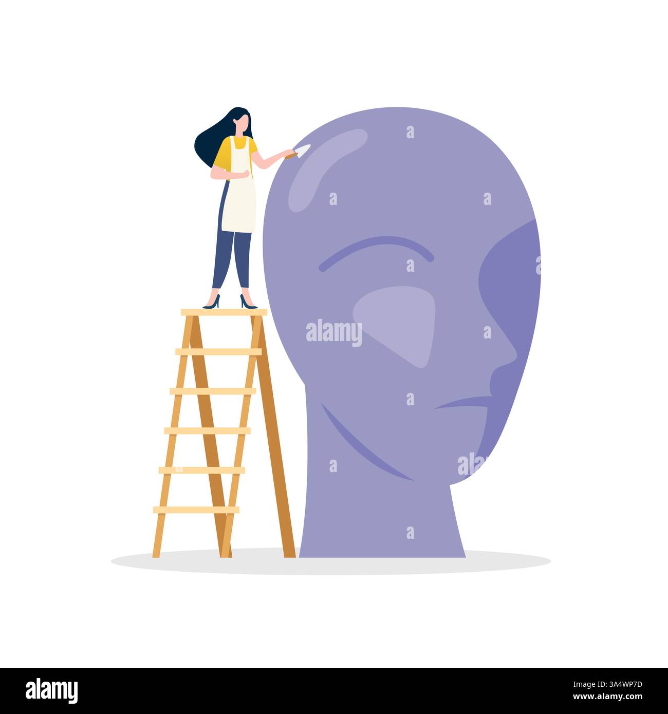 Art class scene with miniature people. Art school subject. Vector ...