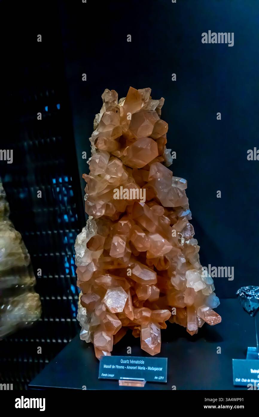 Crystals and gemstones in the Crystal museum in Chamonix. Unusual ...