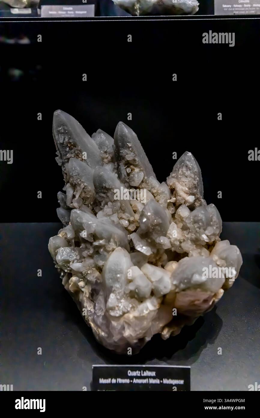 Crystals and gemstones in the Crystal museum in Chamonix. Unusual ...