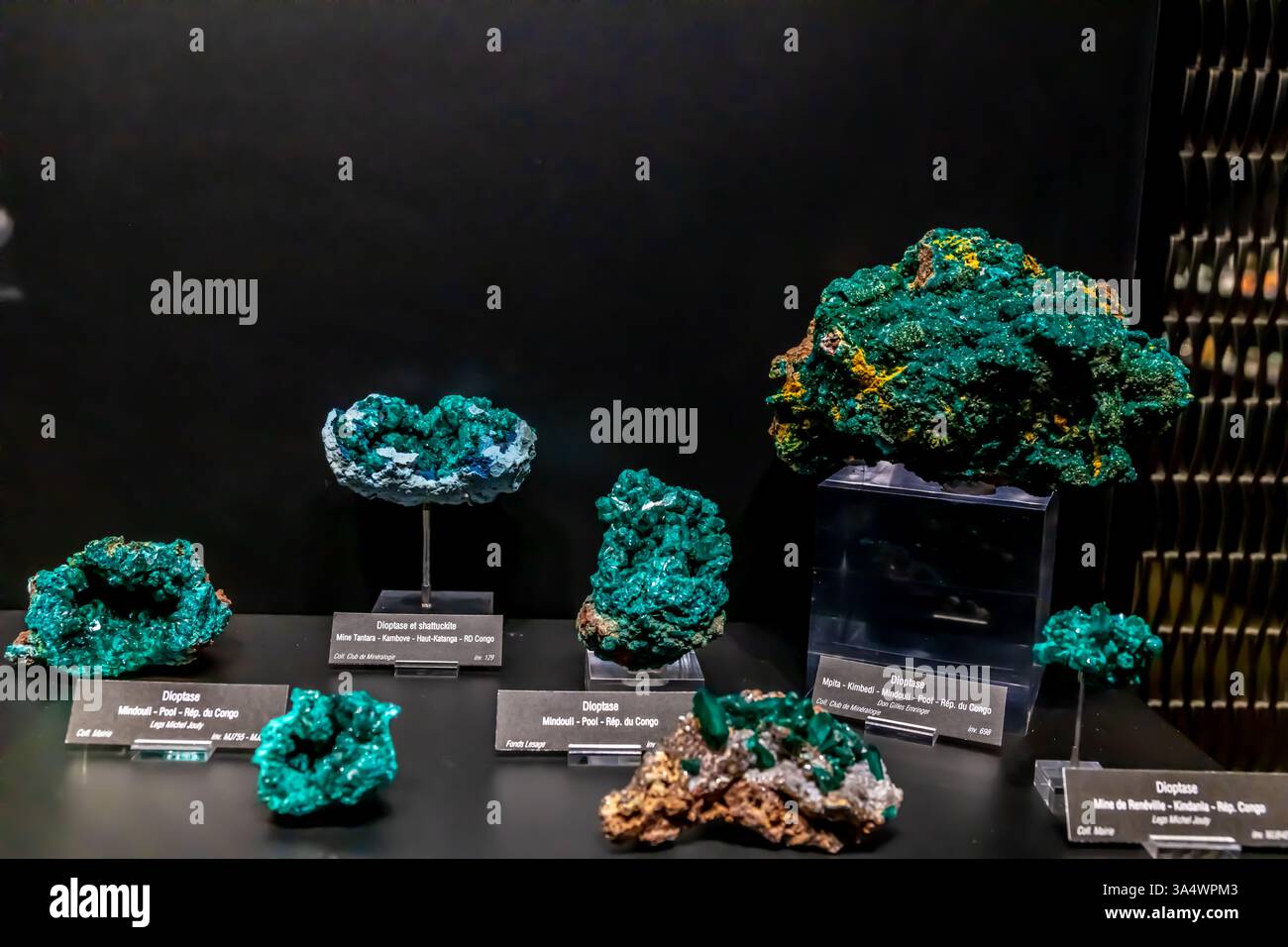 Crystals and gemstones in the Crystal museum in Chamonix. Unusual ...