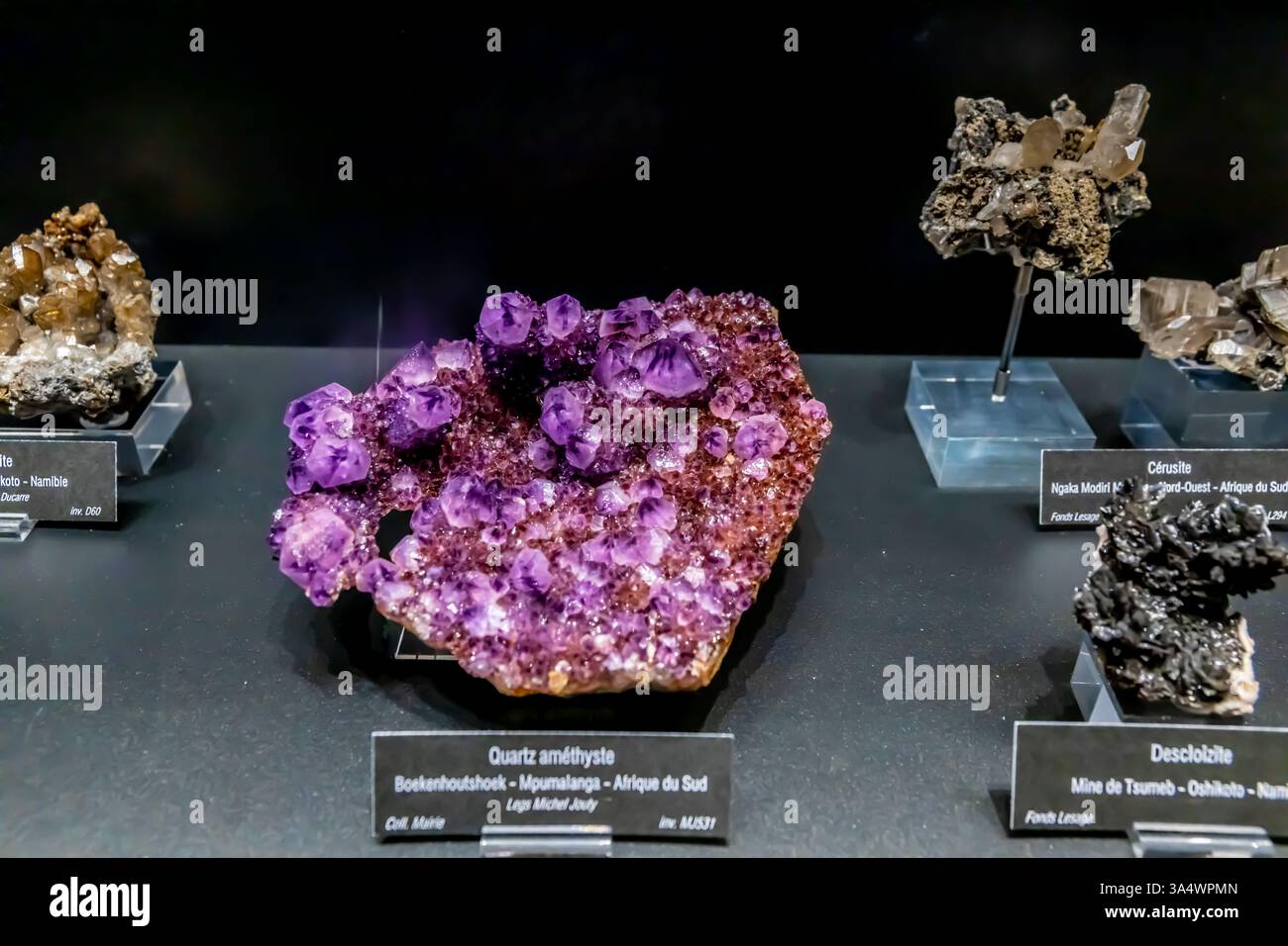 Crystals and gemstones in the Crystal museum in Chamonix. Unusual ...