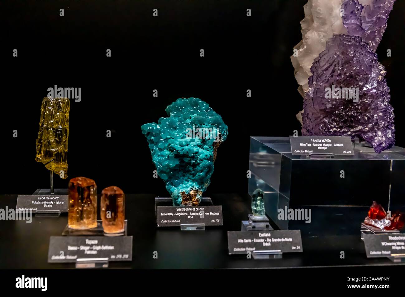 Crystals and gemstones in the Crystal museum in Chamonix. Unusual ...