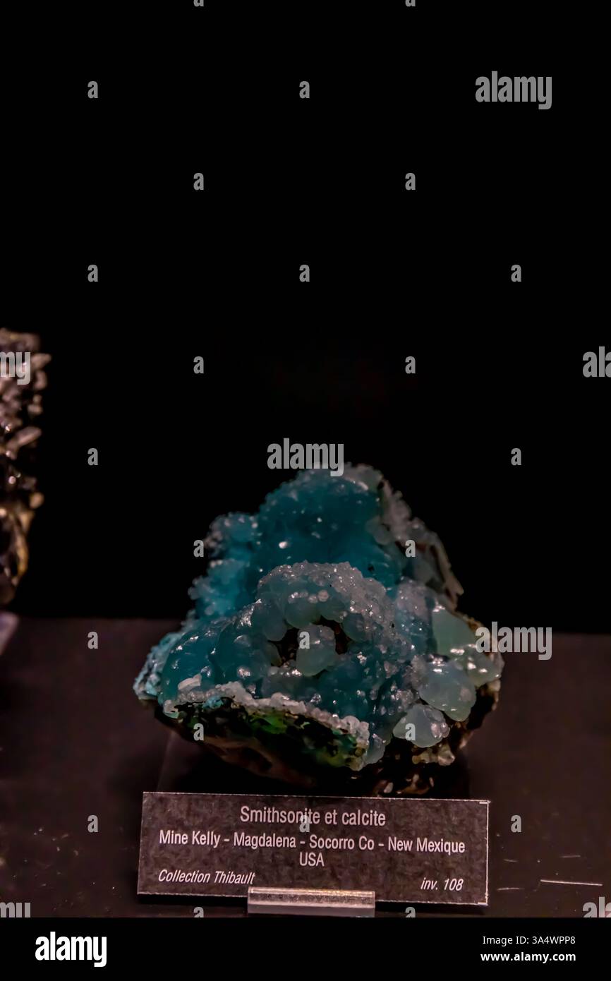 Crystals and gemstones in the Crystal museum in Chamonix. Unusual ...