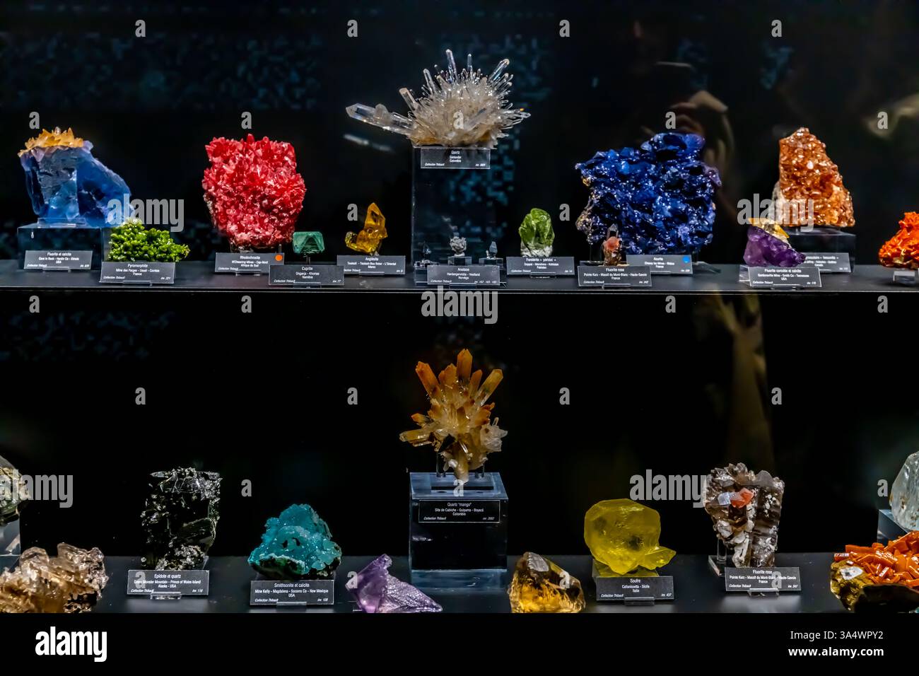 Crystals and gemstones in the Crystal museum in Chamonix. Unusual ...