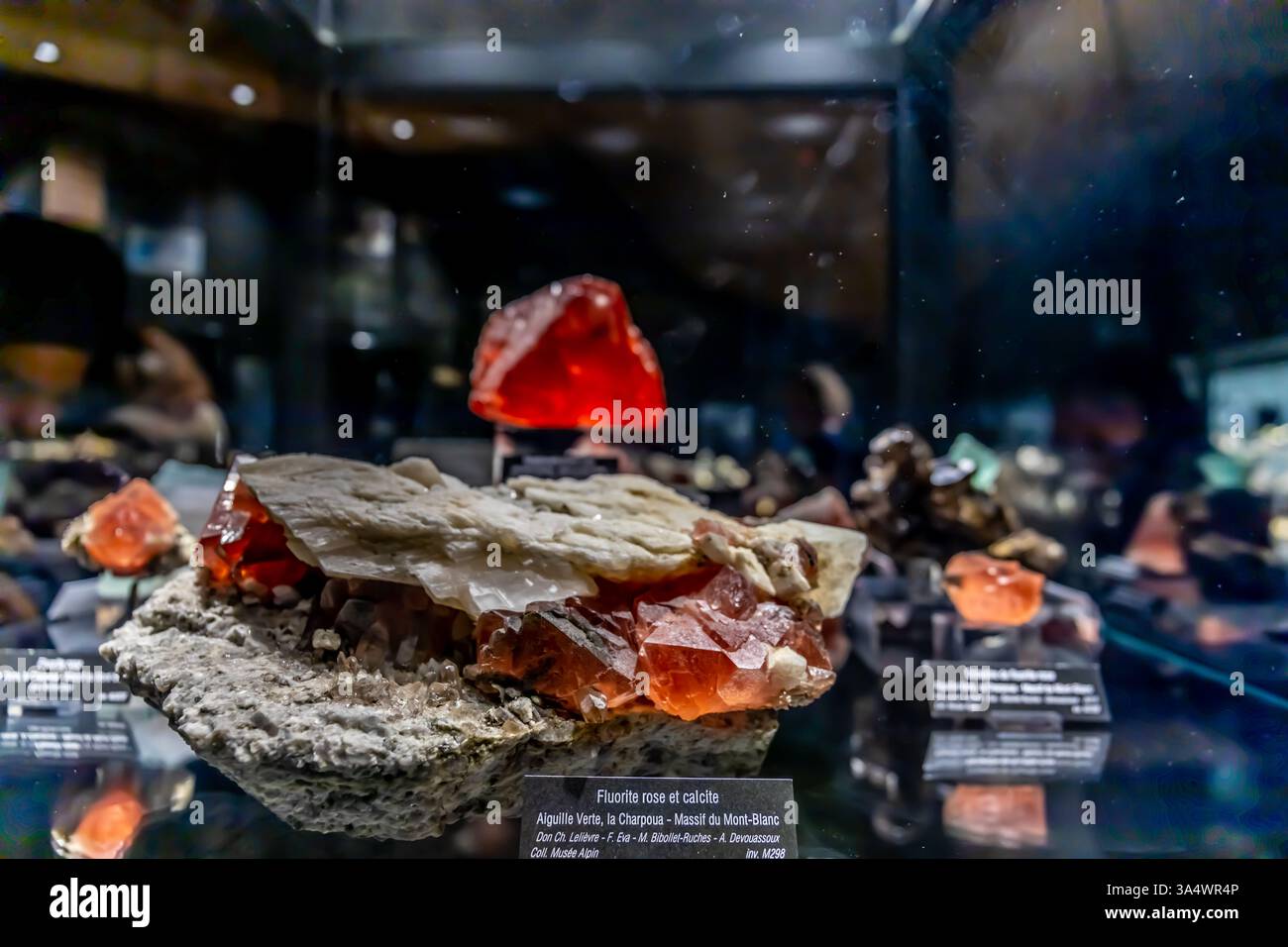 Crystals and gemstones in the Crystal museum in Chamonix. Unusual ...