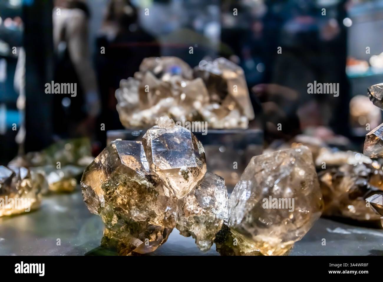 Crystals and gemstones in the Crystal museum in Chamonix. Unusual ...