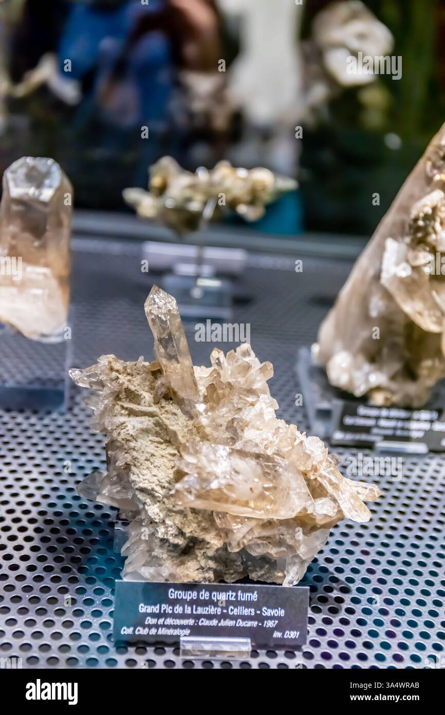 Crystals and gemstones in the Crystal museum in Chamonix. Unusual ...