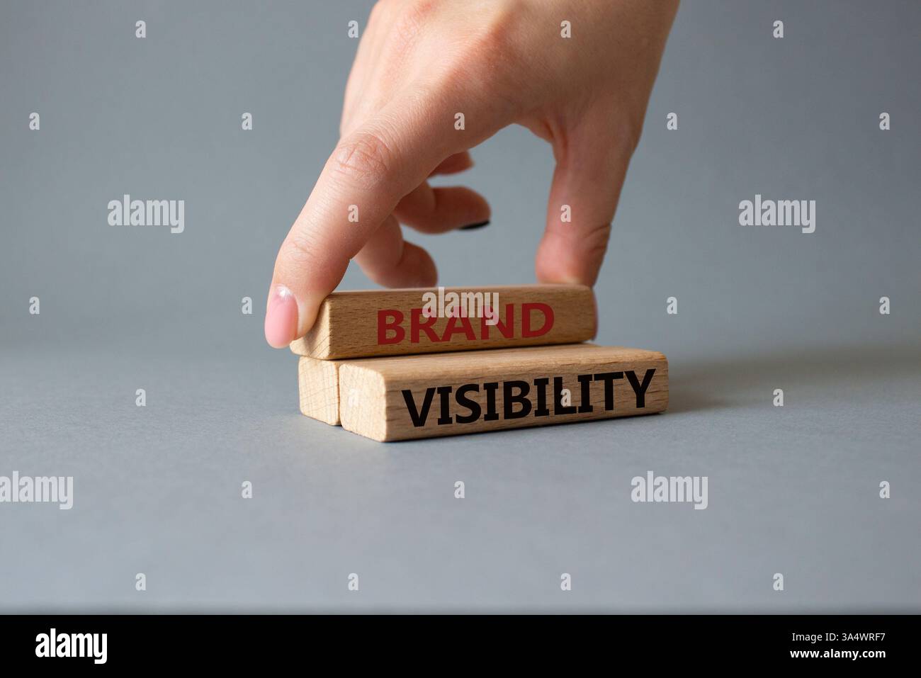 Brand visibility symbol. Wooden blocks with words Brand visibility ...