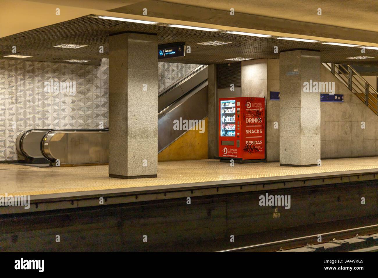 Metro station in Lisbon, the blue line. Name of the subway station is ...