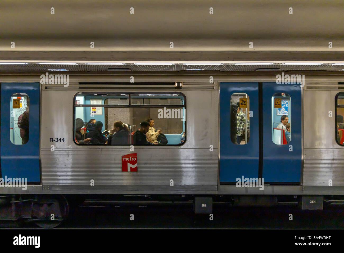 Metro in Lisbon at a subway station. The blue line Stock Photo - Alamy