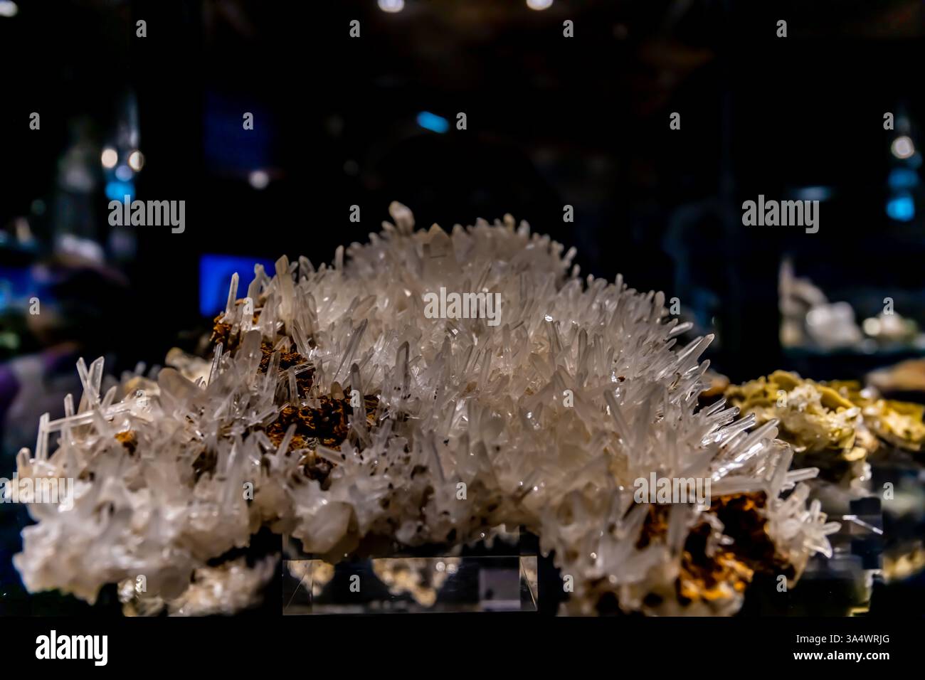 Crystals and gemstones in the Crystal museum in Chamonix. Unusual ...