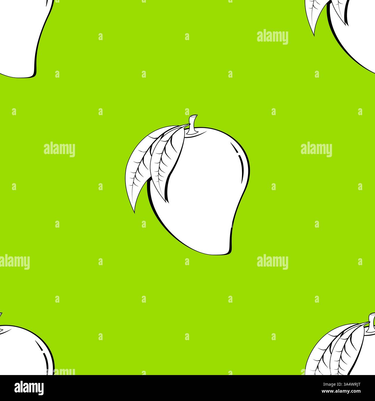 2d line art mango fruit shape contour abstract seamless pattern on ...