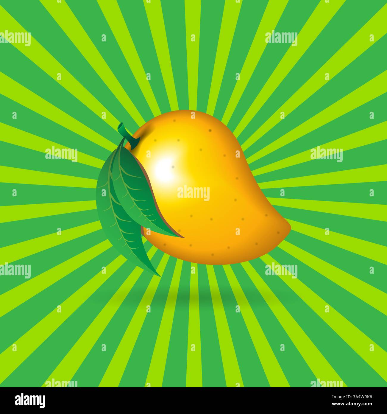 3d mango fruit shape contour abstract seamless pattern on green ...