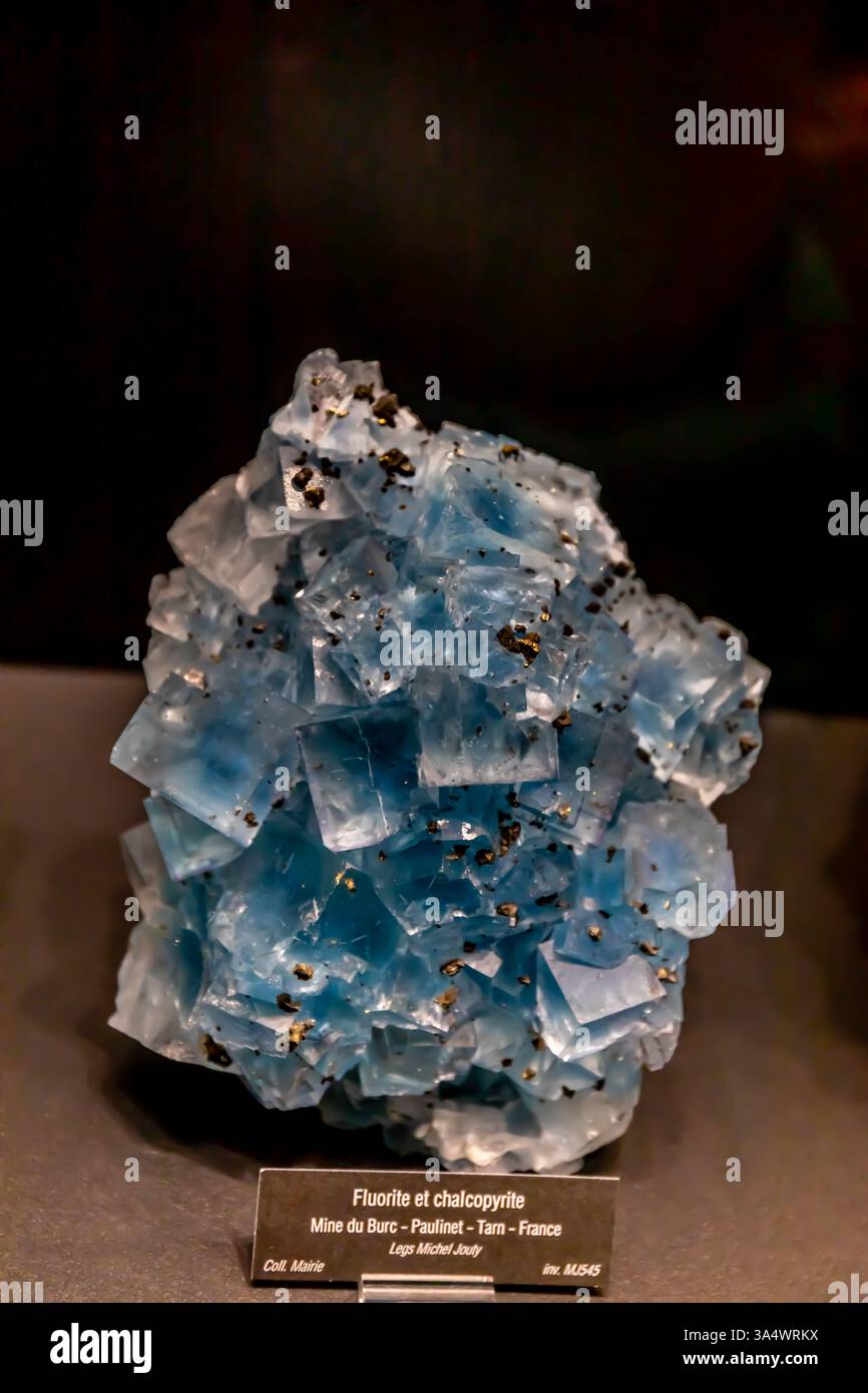 Crystals and gemstones in the Crystal museum in Chamonix. Unusual ...