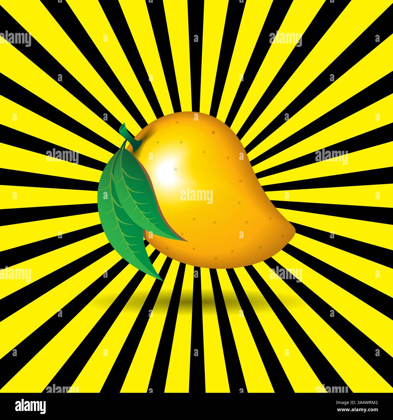 3d mango fruit shape contour abstract seamless pattern on yellow ...