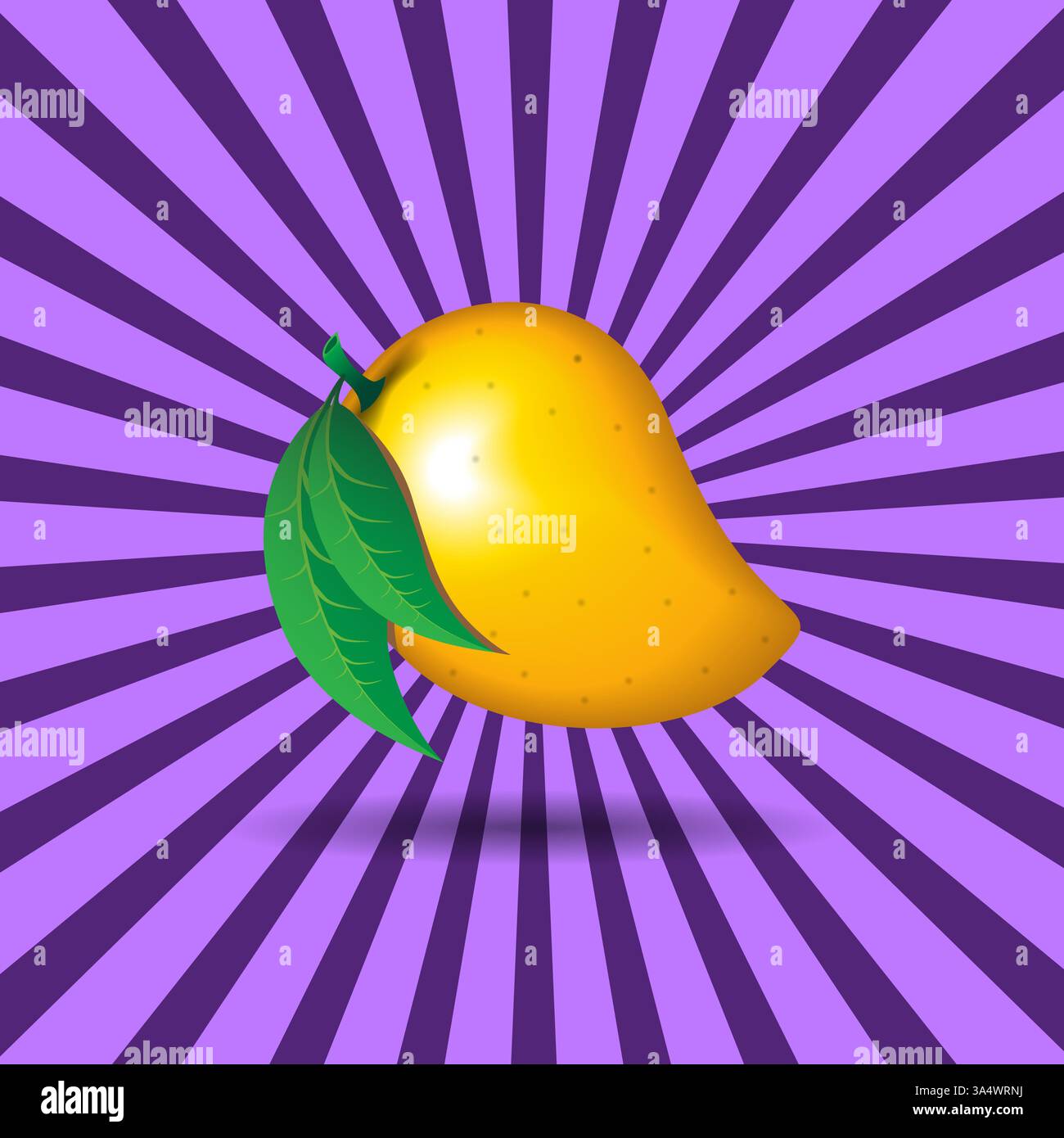 3d mango fruit shape contour abstract seamless pattern on purple ...