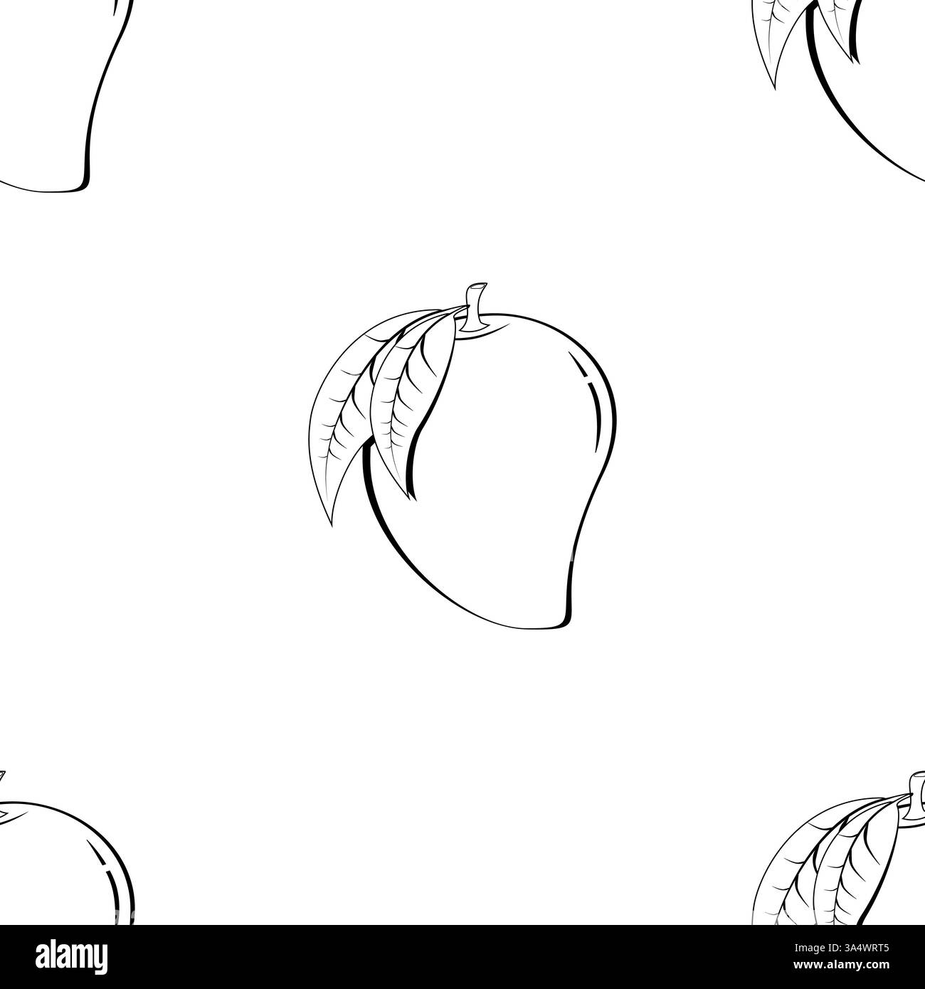 2d line art mango fruit shape contour abstract seamless pattern on ...