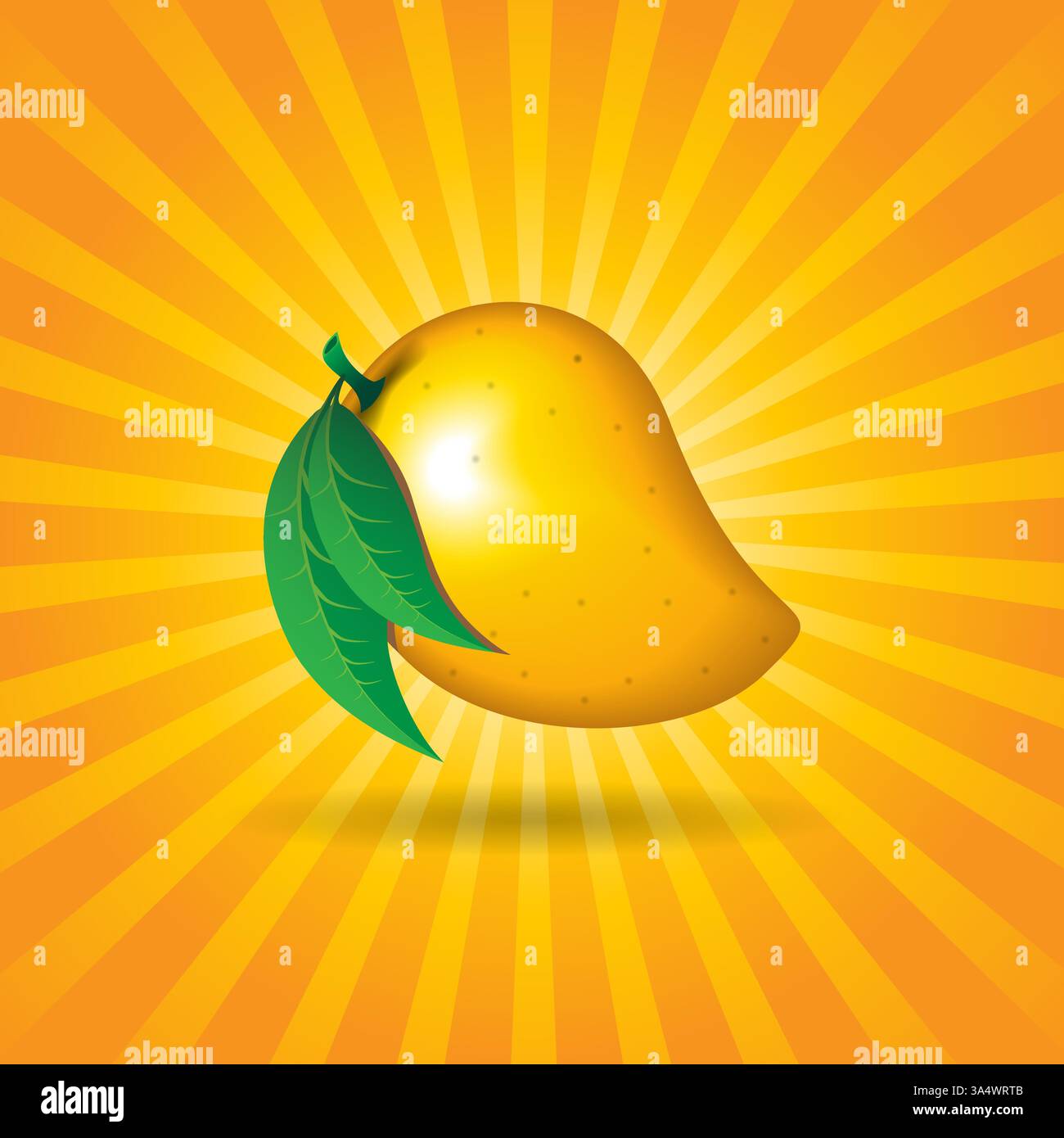 3d mango fruit shape contour abstract seamless pattern on orange ...