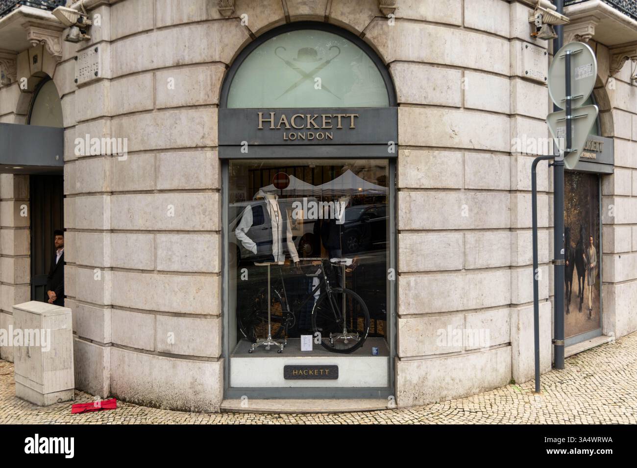 Hackett London logo above the shop window. Hackett London is an English ...