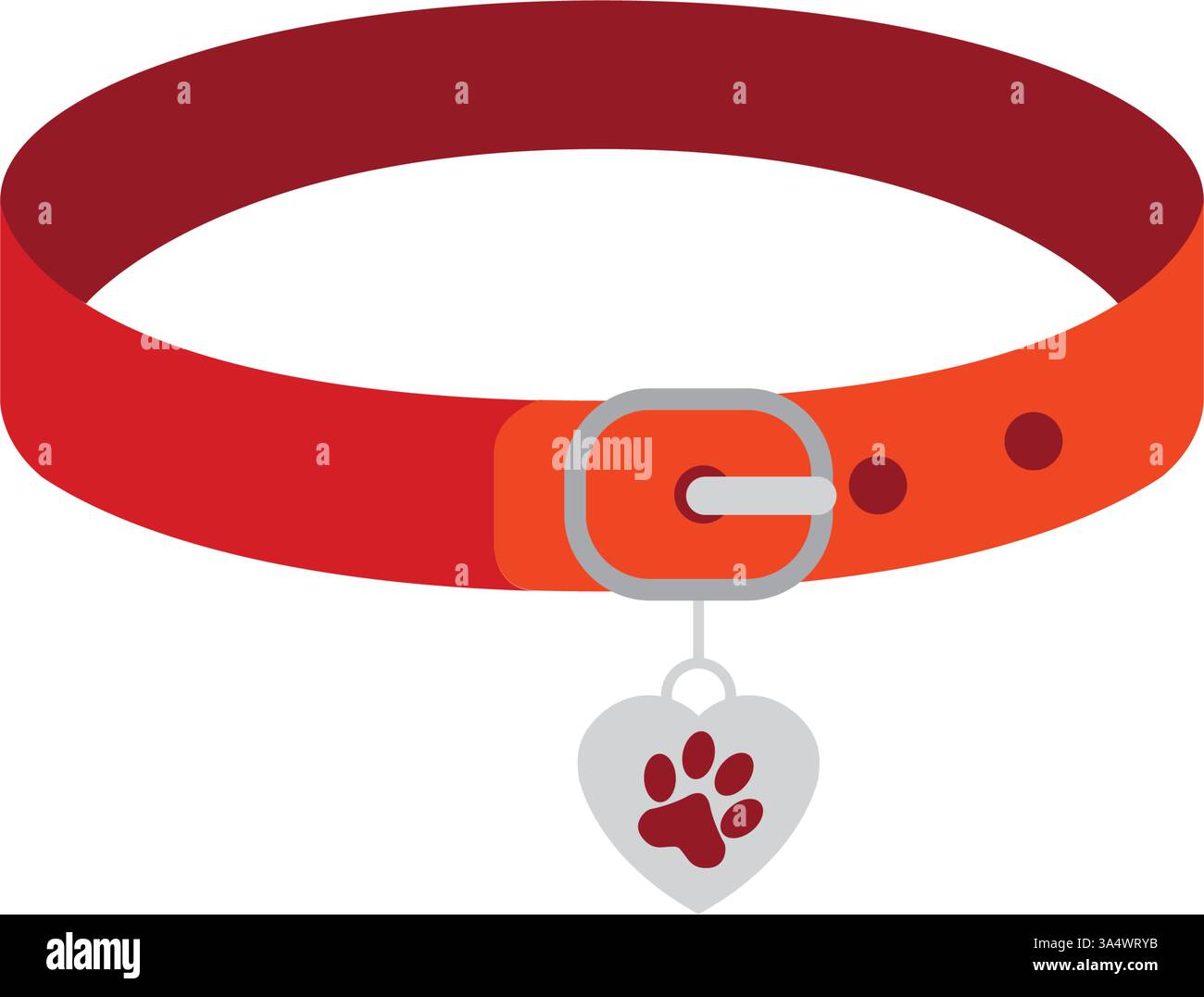 pet dog or cat red collar with silver medal vector illustration Stock ...