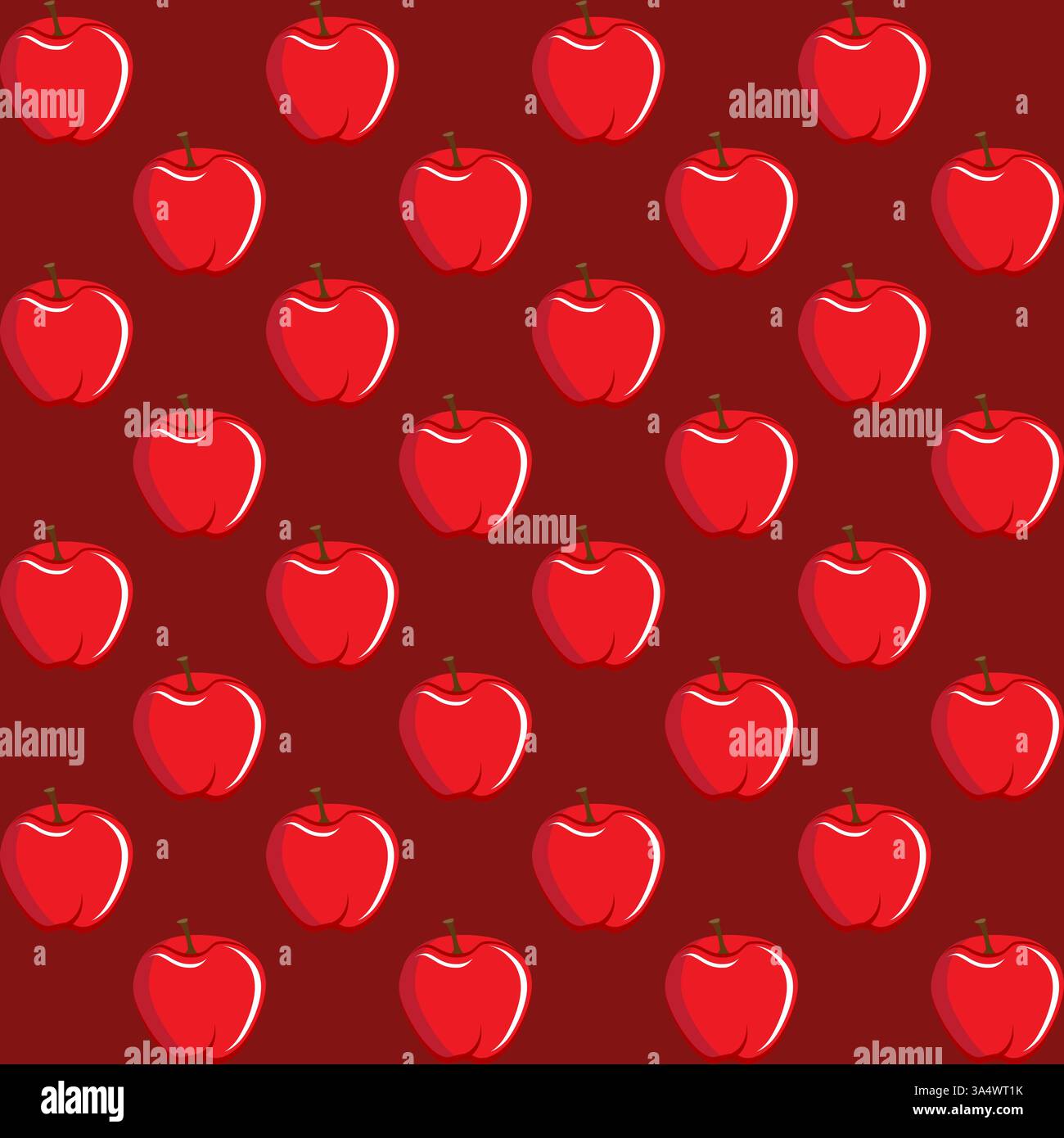 Apple fruit contour abstract seamless pattern on brown background for ...