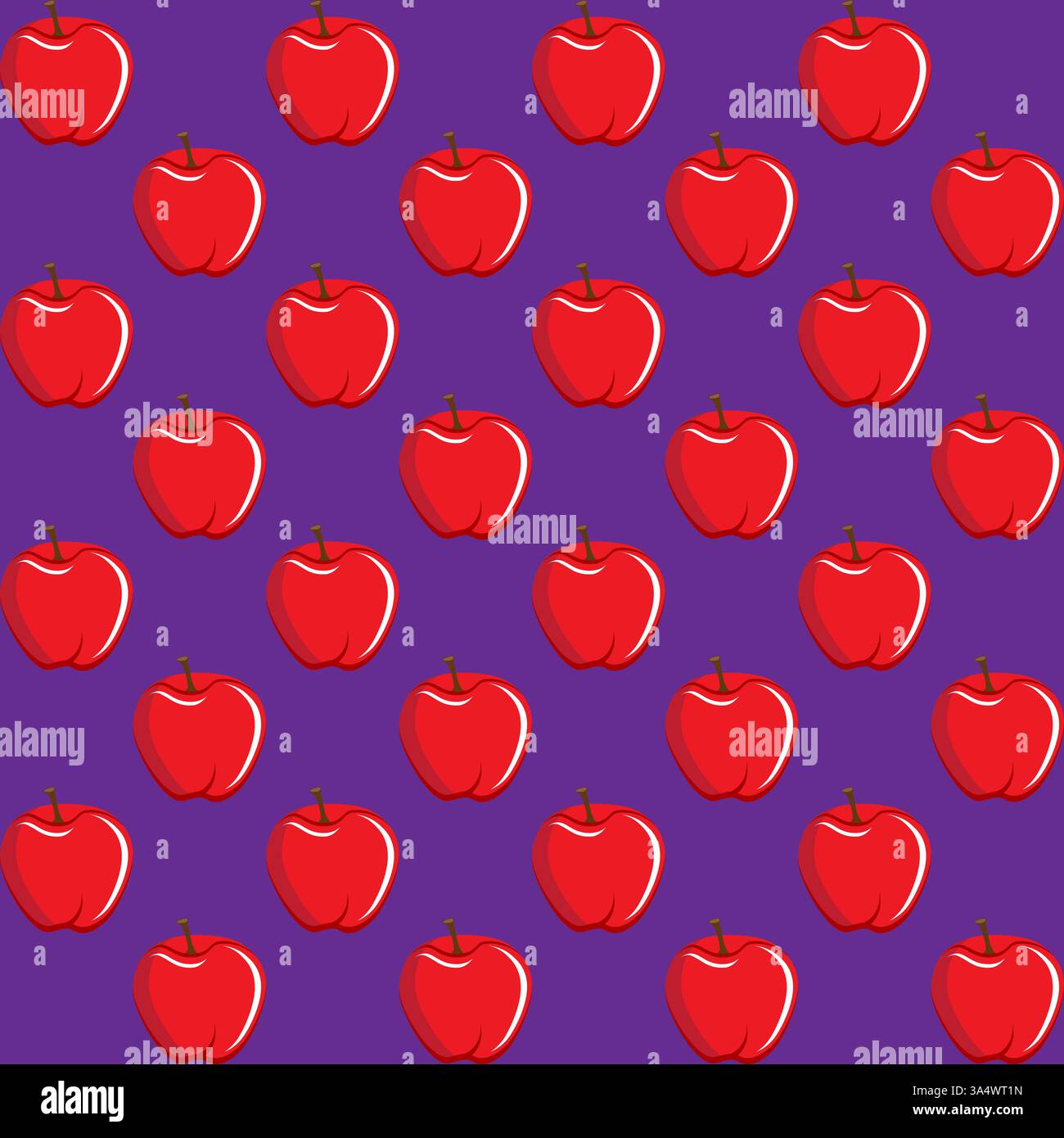 Apple fruit contour abstract seamless pattern on purple background for ...