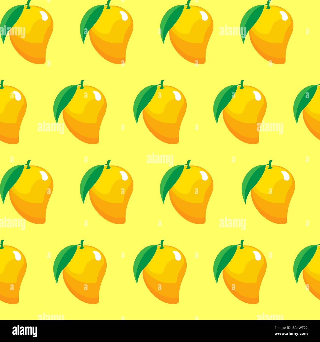 mango fruit contour abstract seamless pattern on light yellow ...